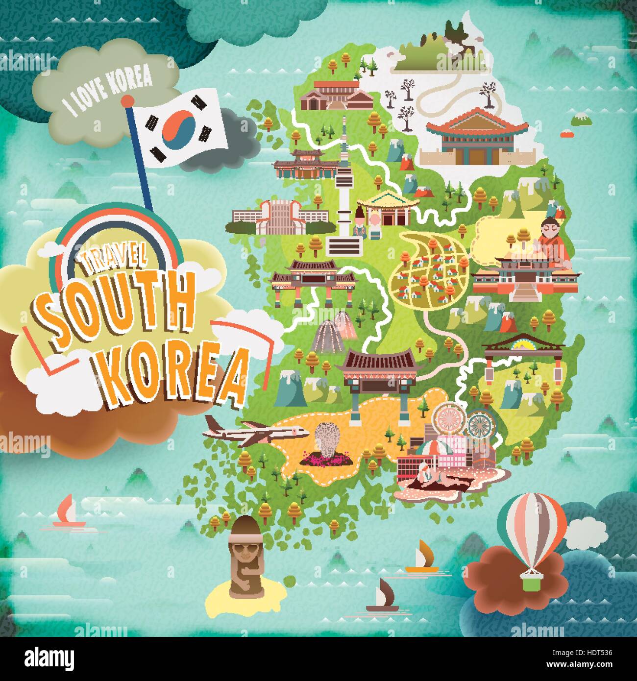 Lovely south korea travel map hi-res stock photography and images - Alamy