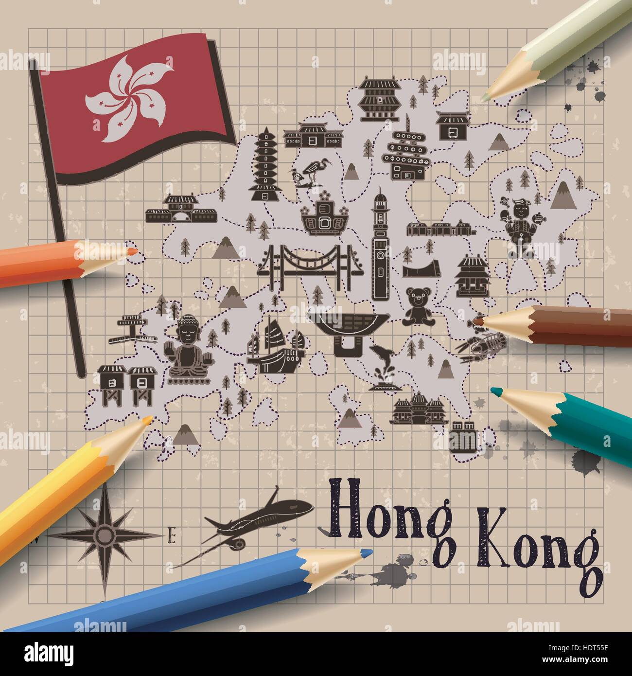 Map on hong kong Stock Vector Images - Alamy