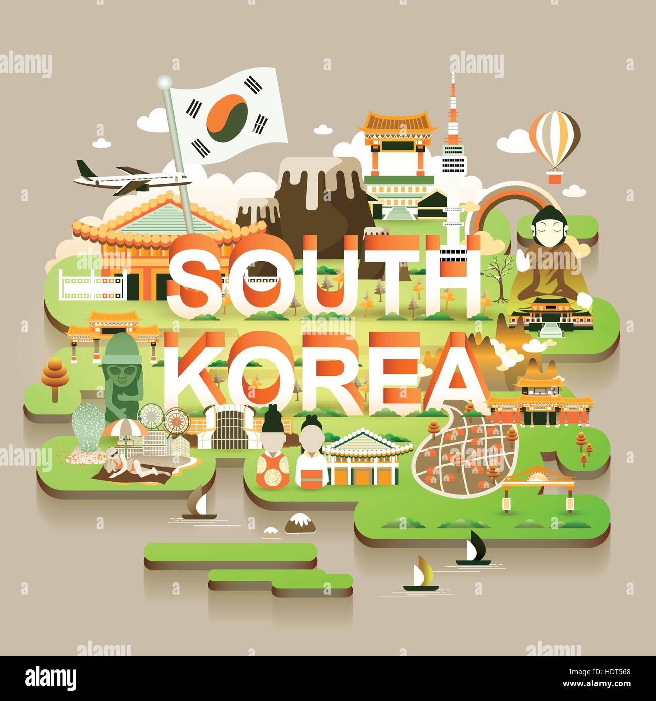 3d Korea Map Clip Art - Map