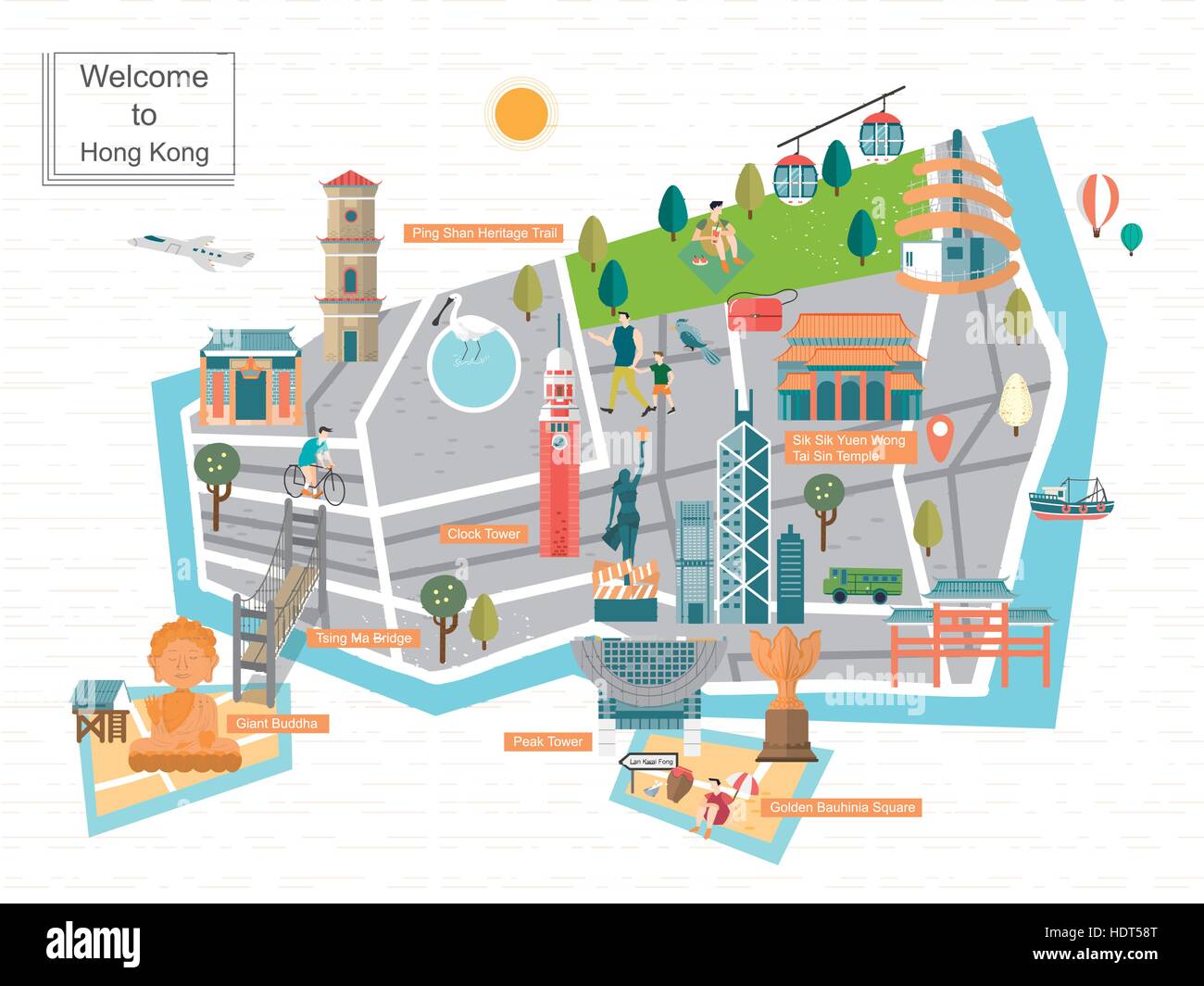 Lovely hong kong travel map Cut Out Stock Images & Pictures - Alamy