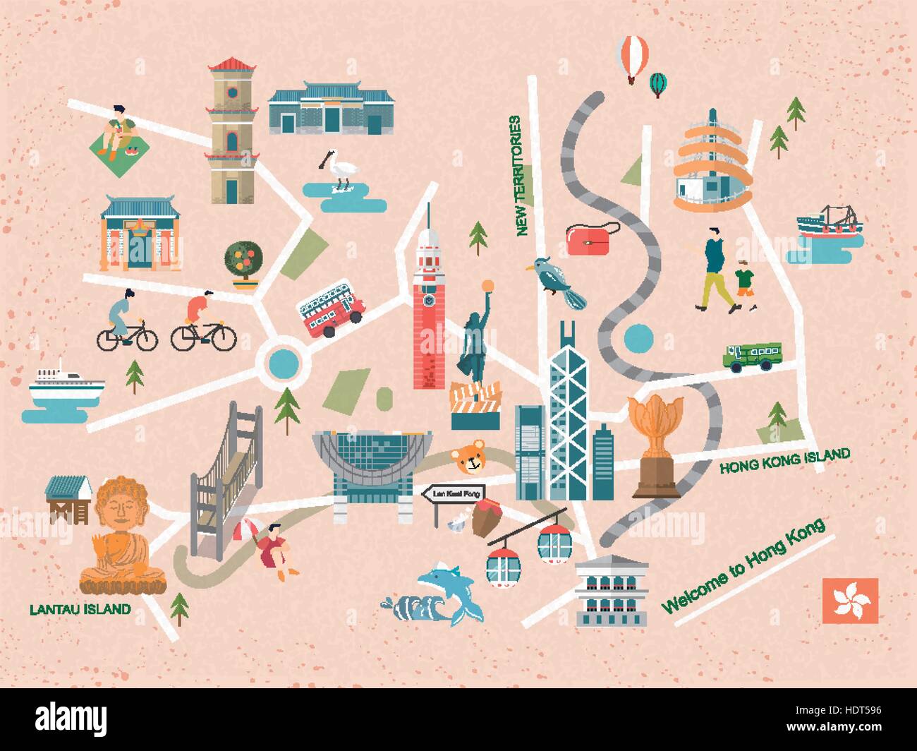 Lovely hong kong travel map hi-res stock photography and images - Alamy