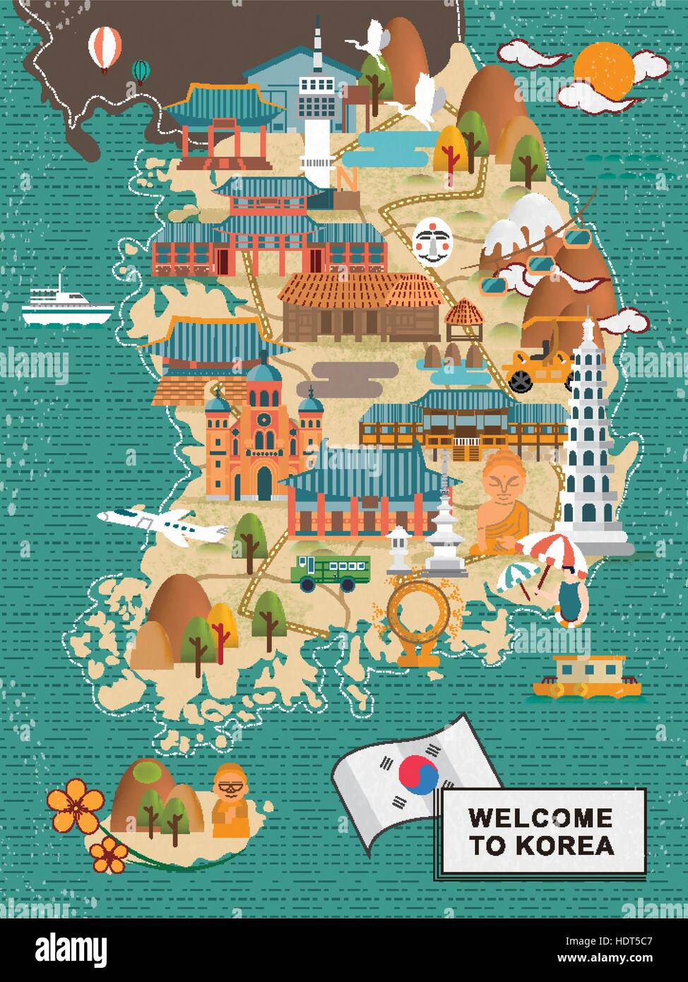 Lovely south korea travel map hi-res stock photography and images - Alamy