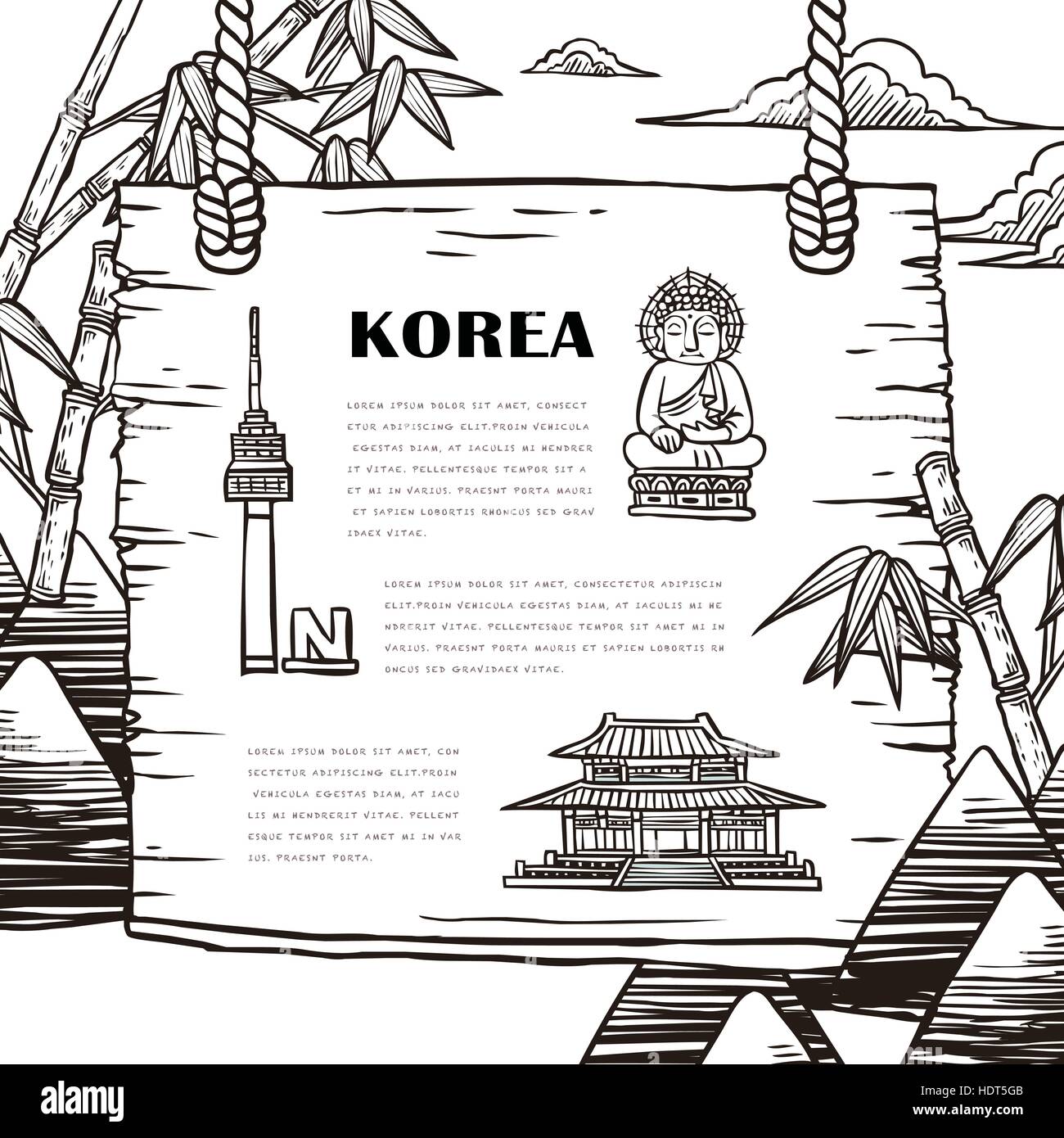 Korean concept poster in hand drawn style Stock Vector Image & Art - Alamy