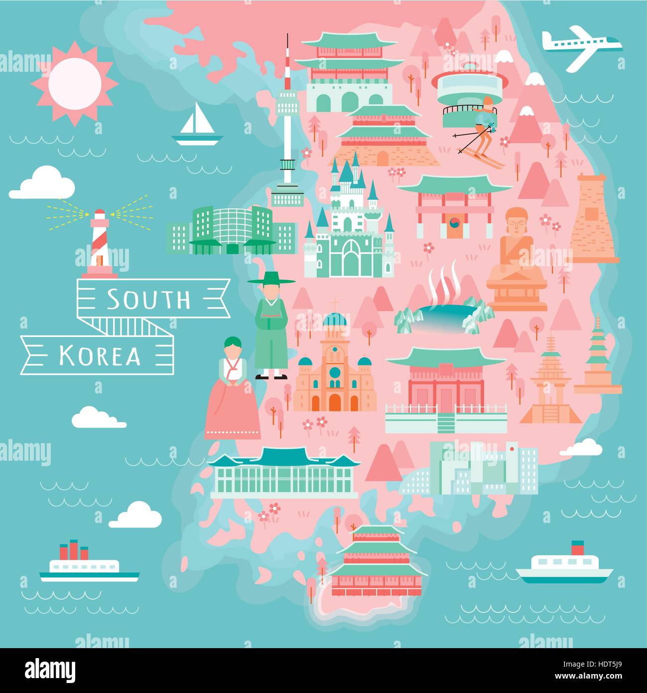 Adorable south korea travel map hi-res stock photography and images - Alamy