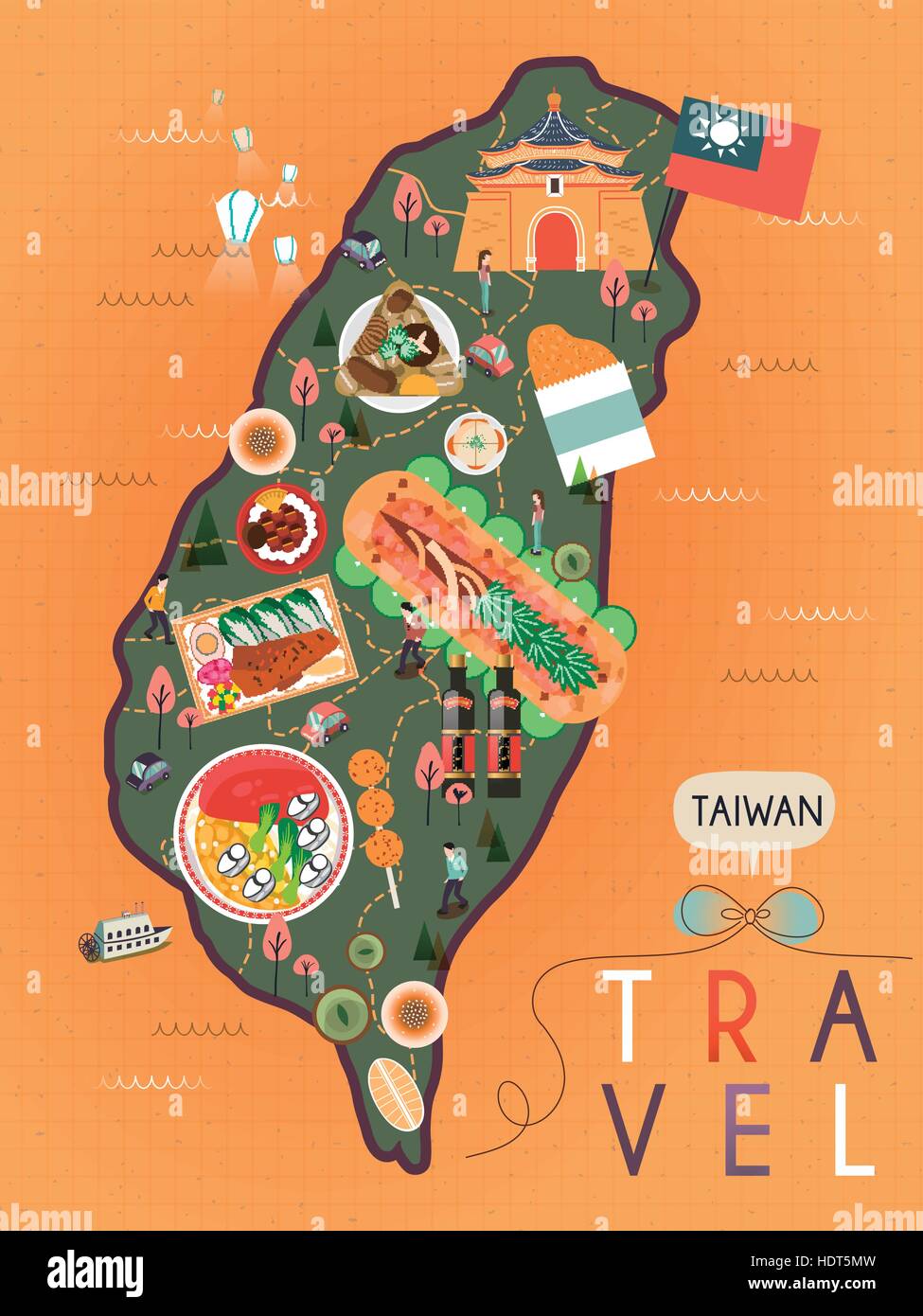 attractive Taiwan specialties poster design in flat style Stock Vector ...