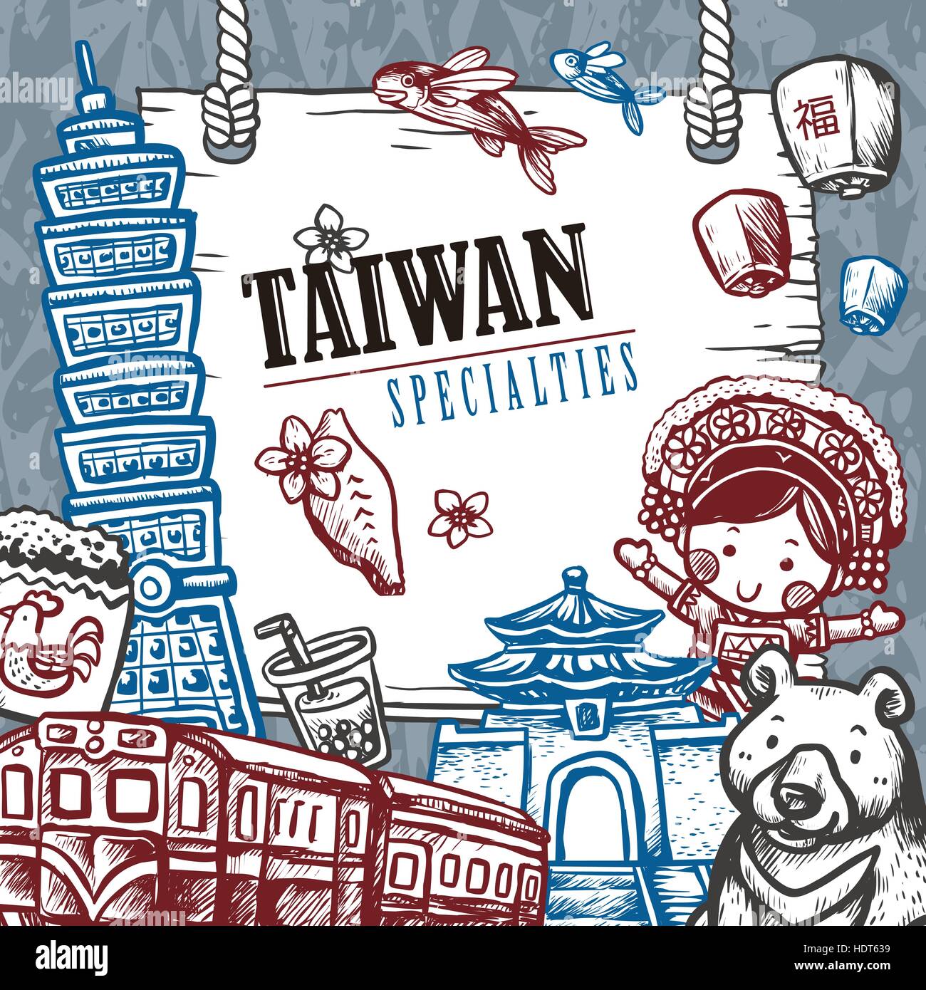 lovely Taiwan specialties poster design in hand drawn style - Chinese ...