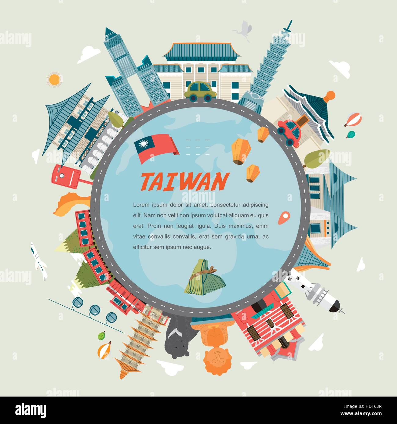 lovely Taiwan travel poster design in flat style Stock Vector Image ...