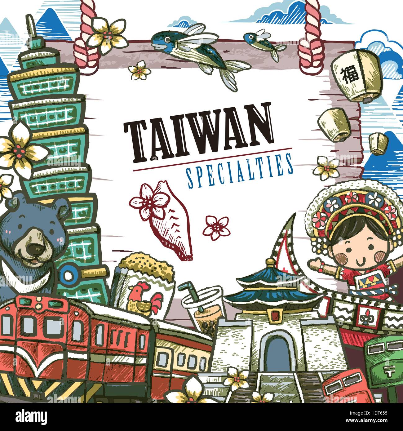 lovely Taiwan specialties poster design in hand drawn style - Chinese ...
