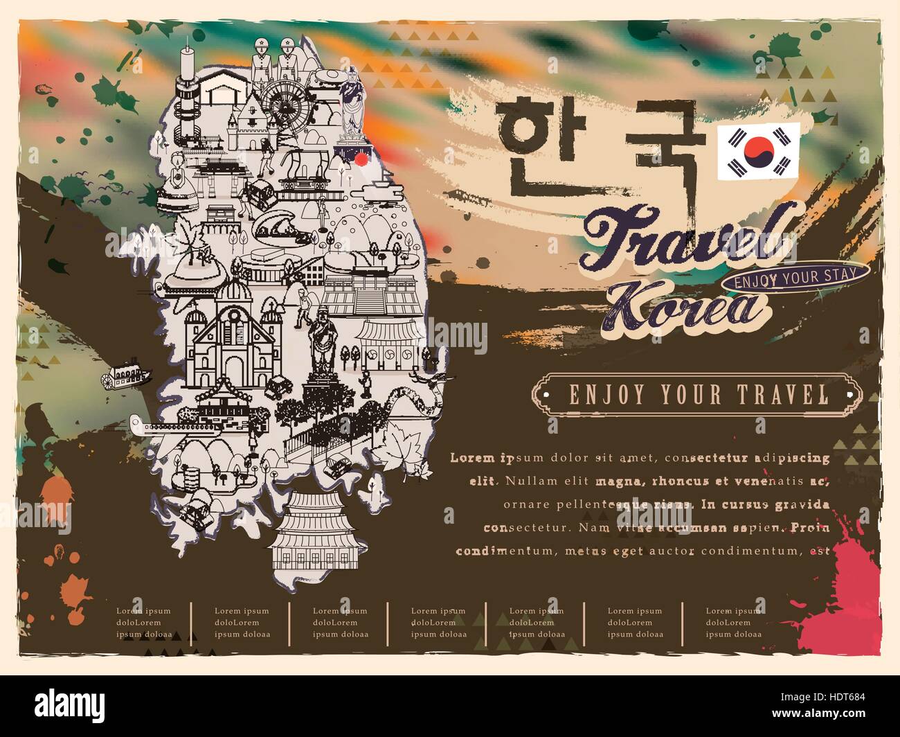 trendy South Korea travel map with abundant attractions - Korea in ...