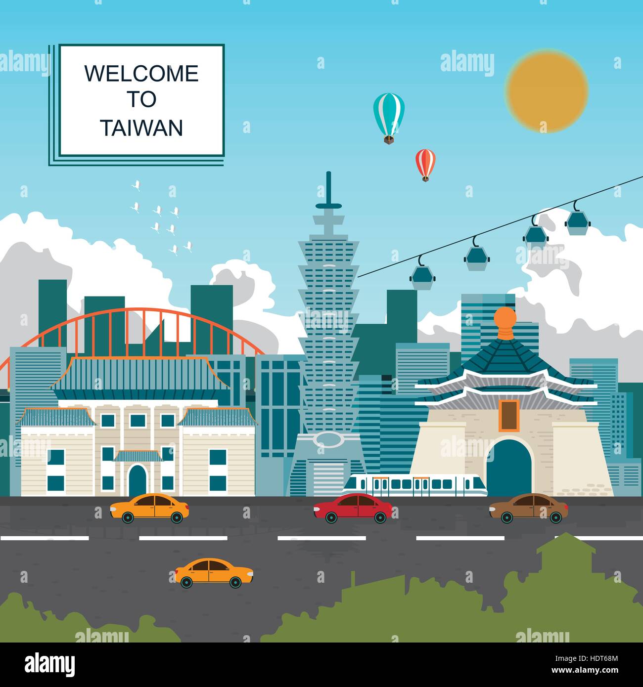 lovely Taiwan travel poster design in flat style Stock Vector Image ...