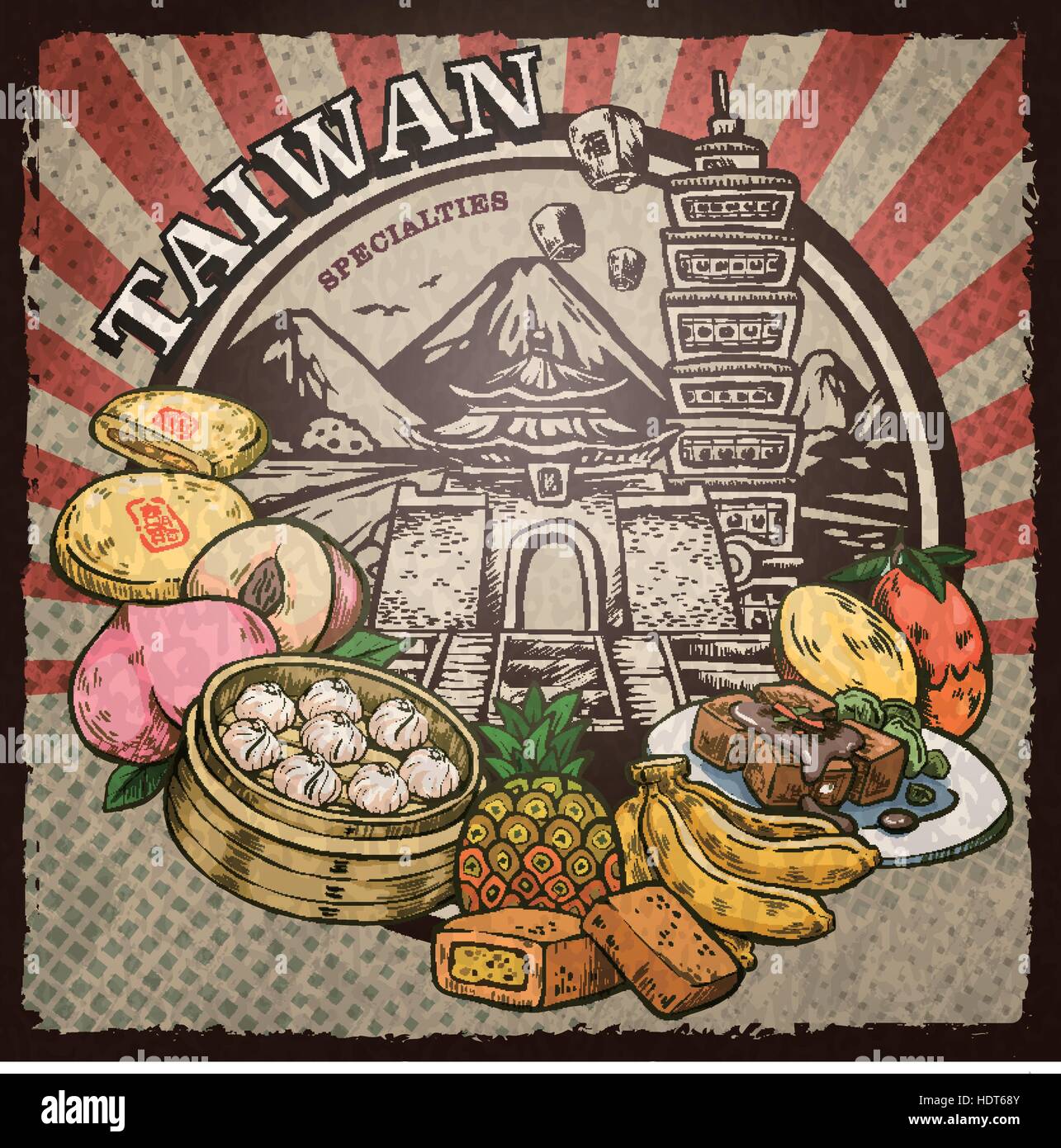 lovely Taiwan specialties poster design in hand drawn style - Chinese ...