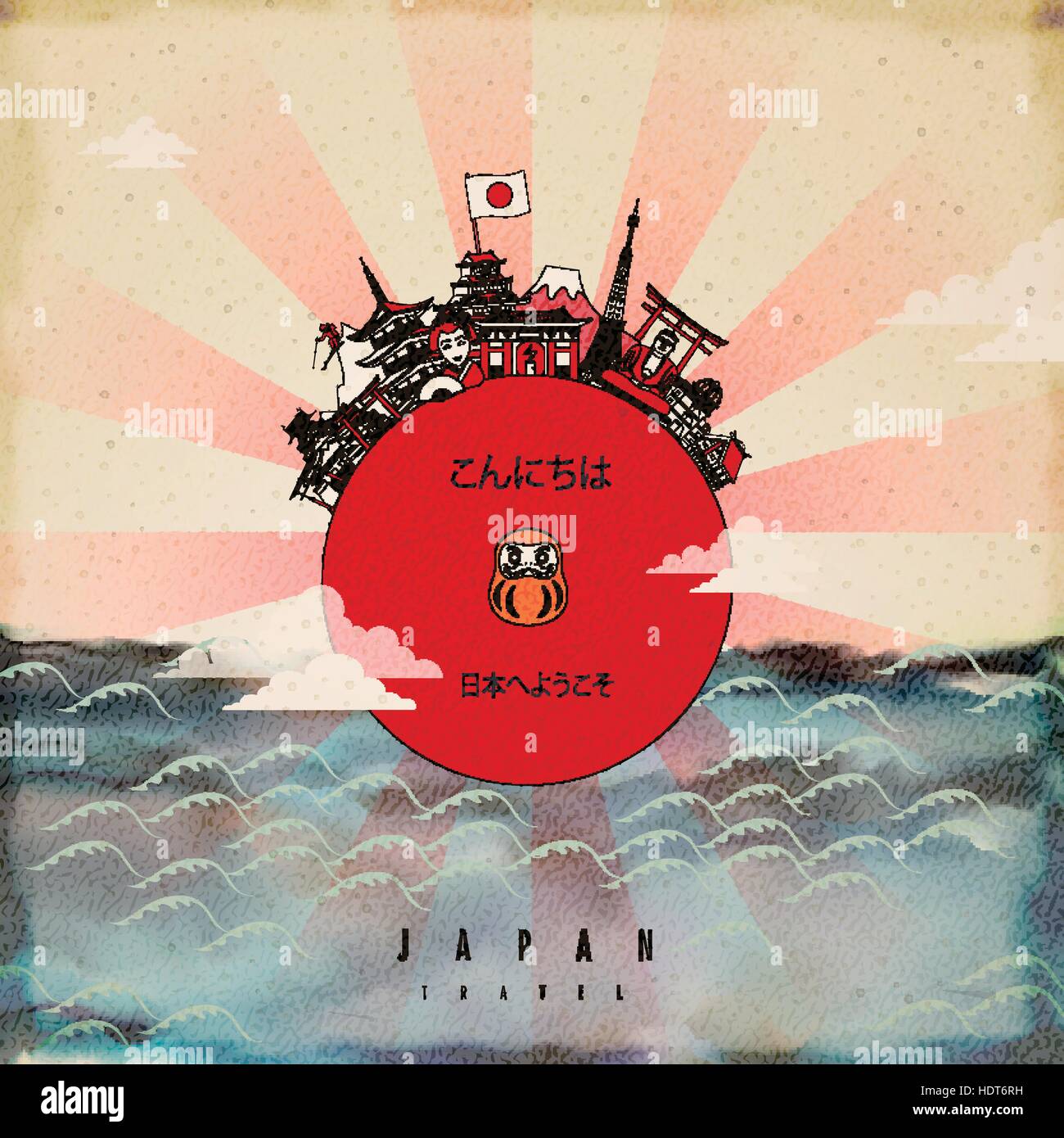 attractive Japan travel poster design - hello and welcome to Japan in ...