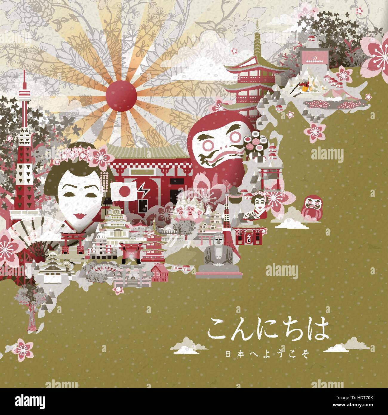 beautiful Japan travel map - Welcome to Japan and hello in Japanese on ...