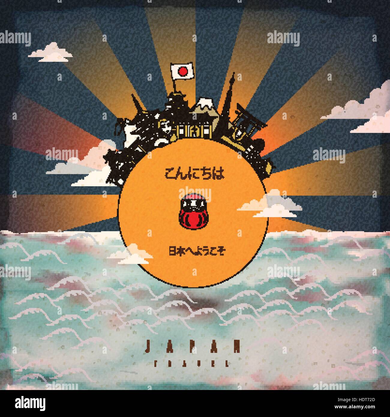 attractive Japan travel poster design - hello and welcome to Japan in ...