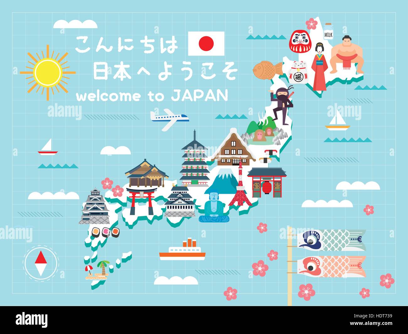 Japan winter tourism Stock Vector Images - Alamy