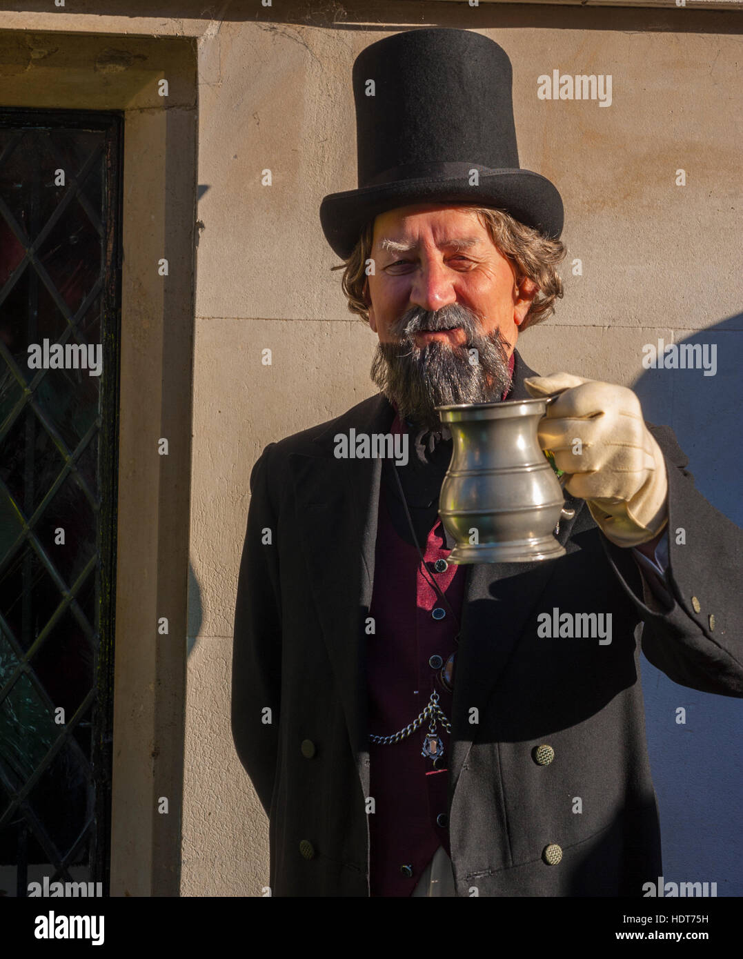 Actor dressed as Charles Dickens at the 2016 Dickensian Christmas ...