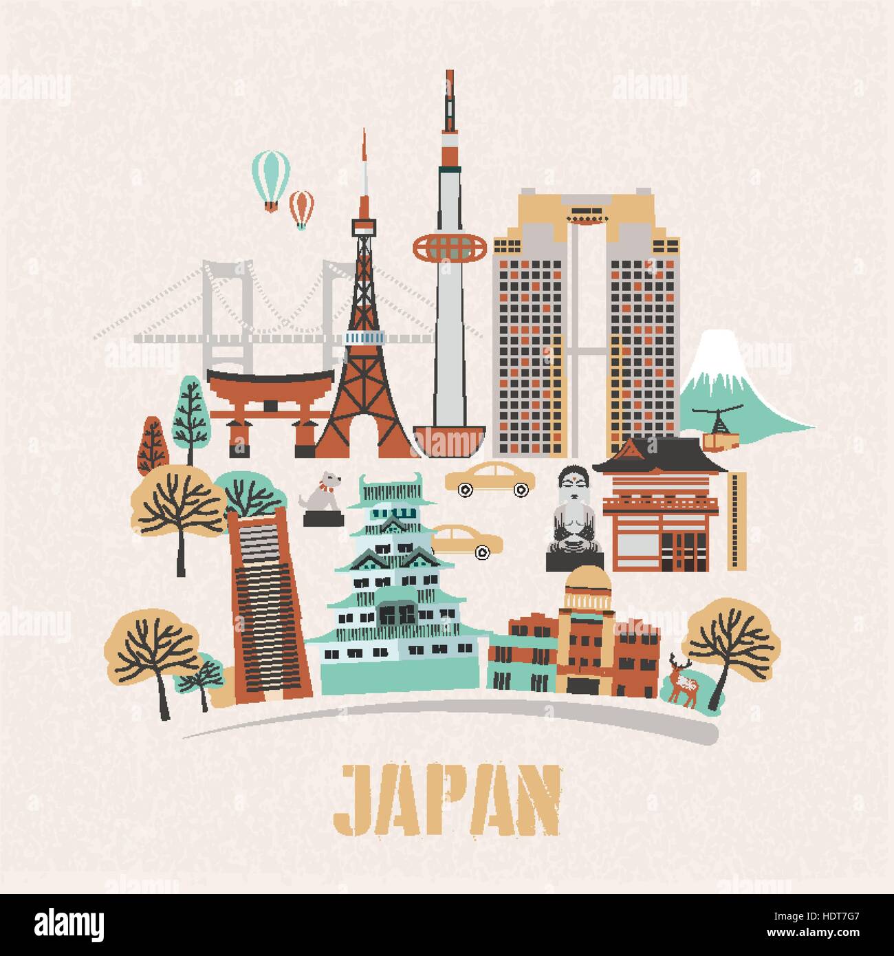 lovely Japan travel poster design in flat style Stock Vector Image ...