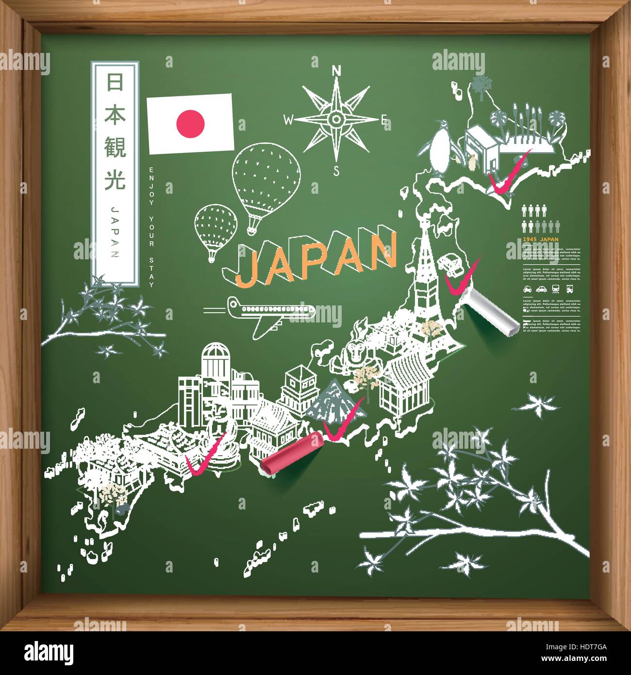 creative Japan travel map on chalkboard - Japan travel in Japanese ...