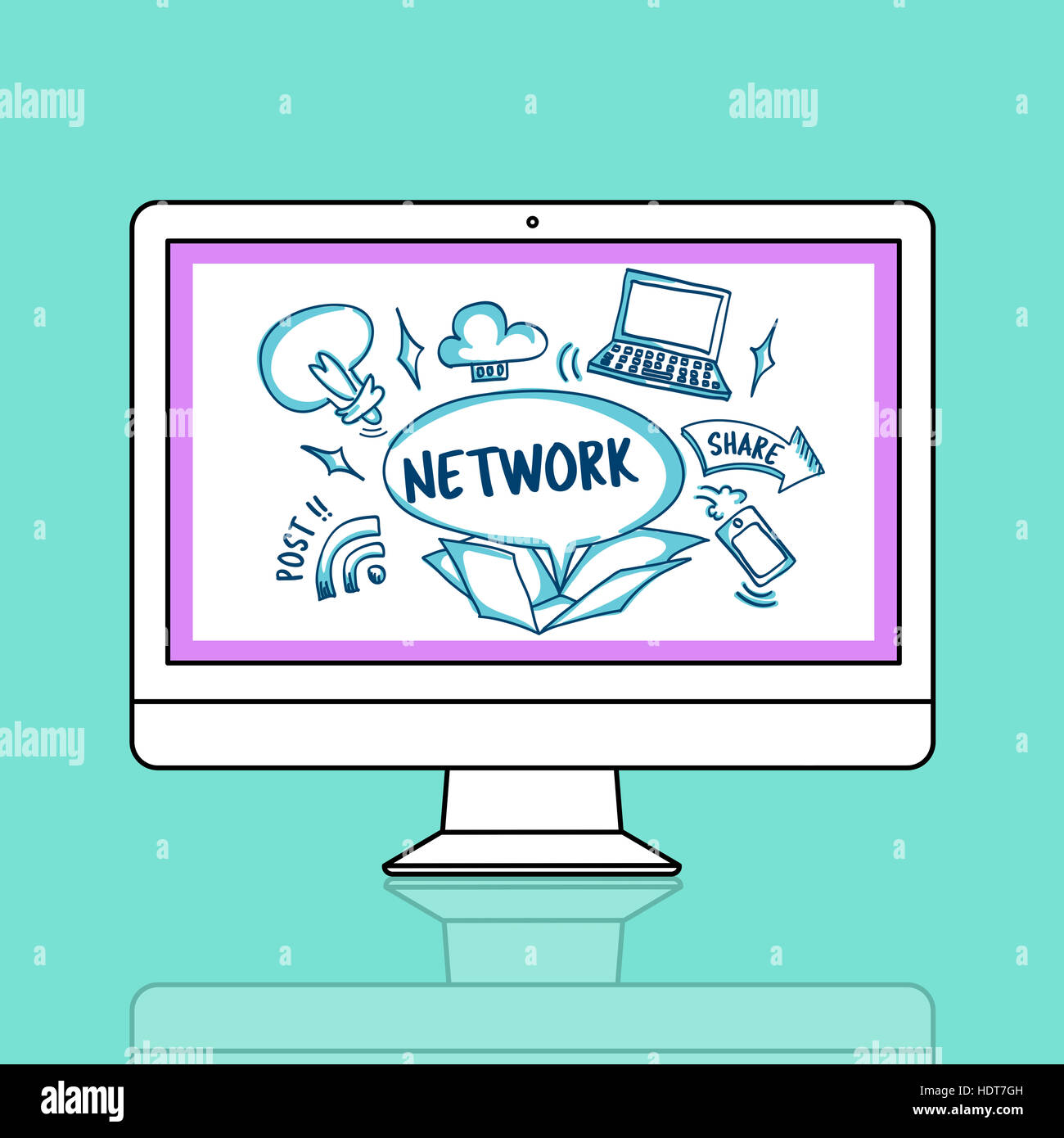 Network Connection Ideas Outside Box Sketch Concept Stock Photo - Alamy