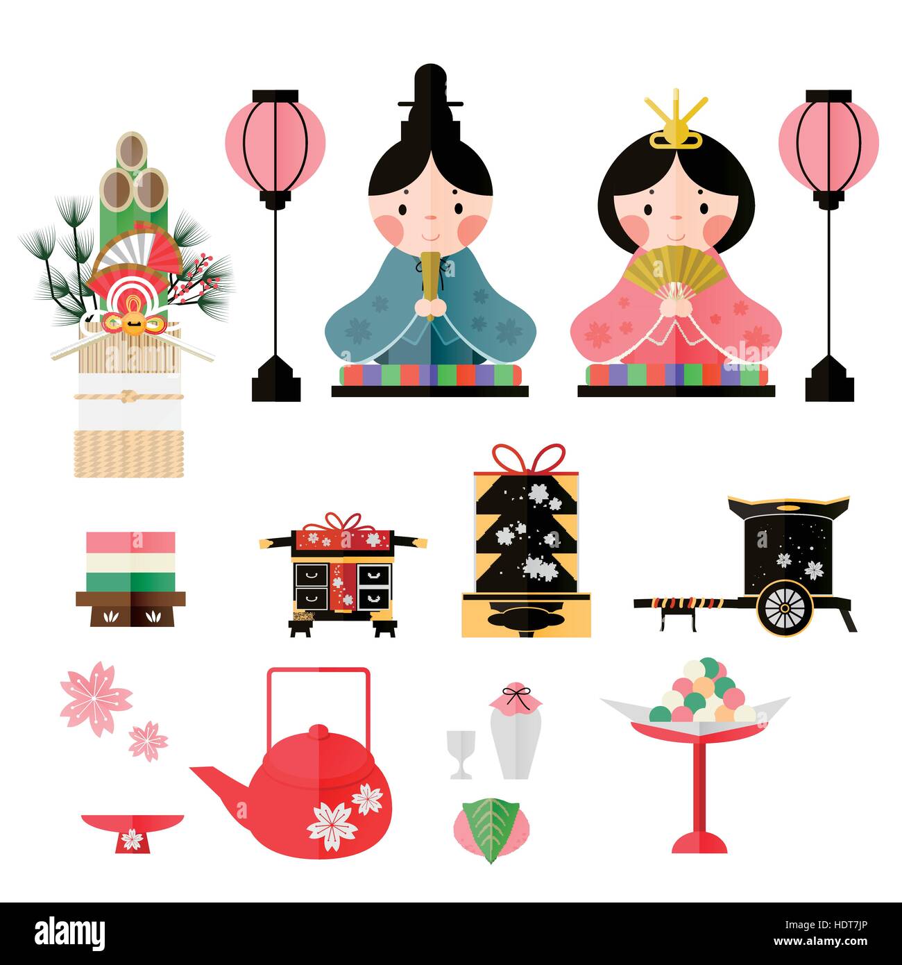 lovely Japanese Doll Festival elements collection design Stock Vector ...