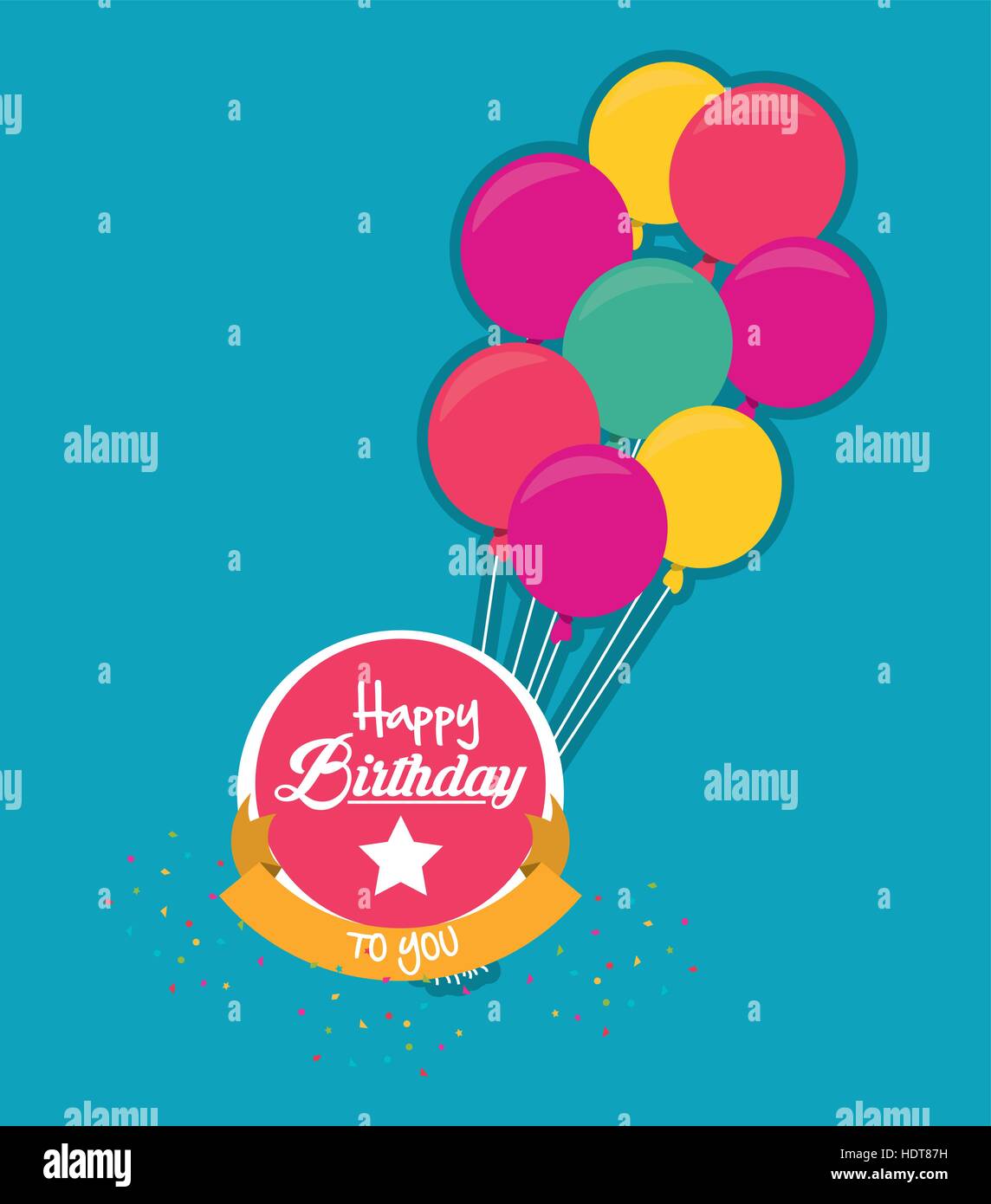 label happy birthday to you with fly balloons Stock Vector Image & Art ...