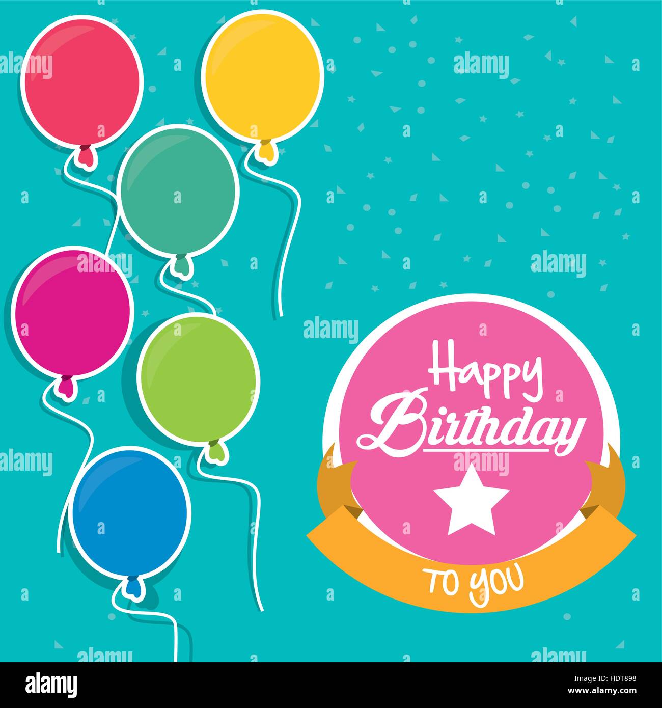 happy birthday to you flying balloons label Stock Vector Image & Art ...
