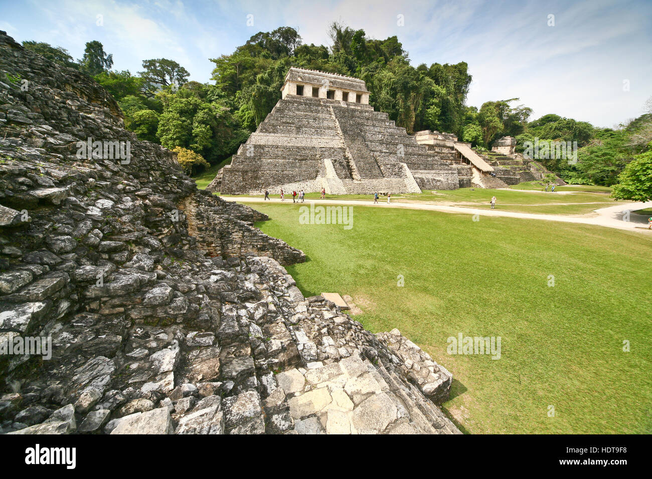 Ruins of Palenque in the Maya city in Chiapas. Building of Mayan origin ...
