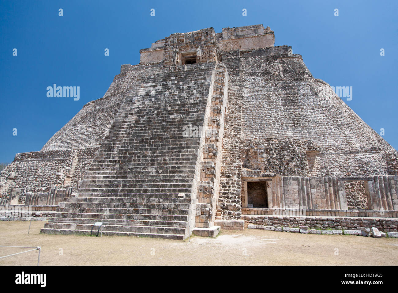 Prehistoric Mayan pyramids in Uxmal, Yucatan, Mexico. Mesoamerican step ...