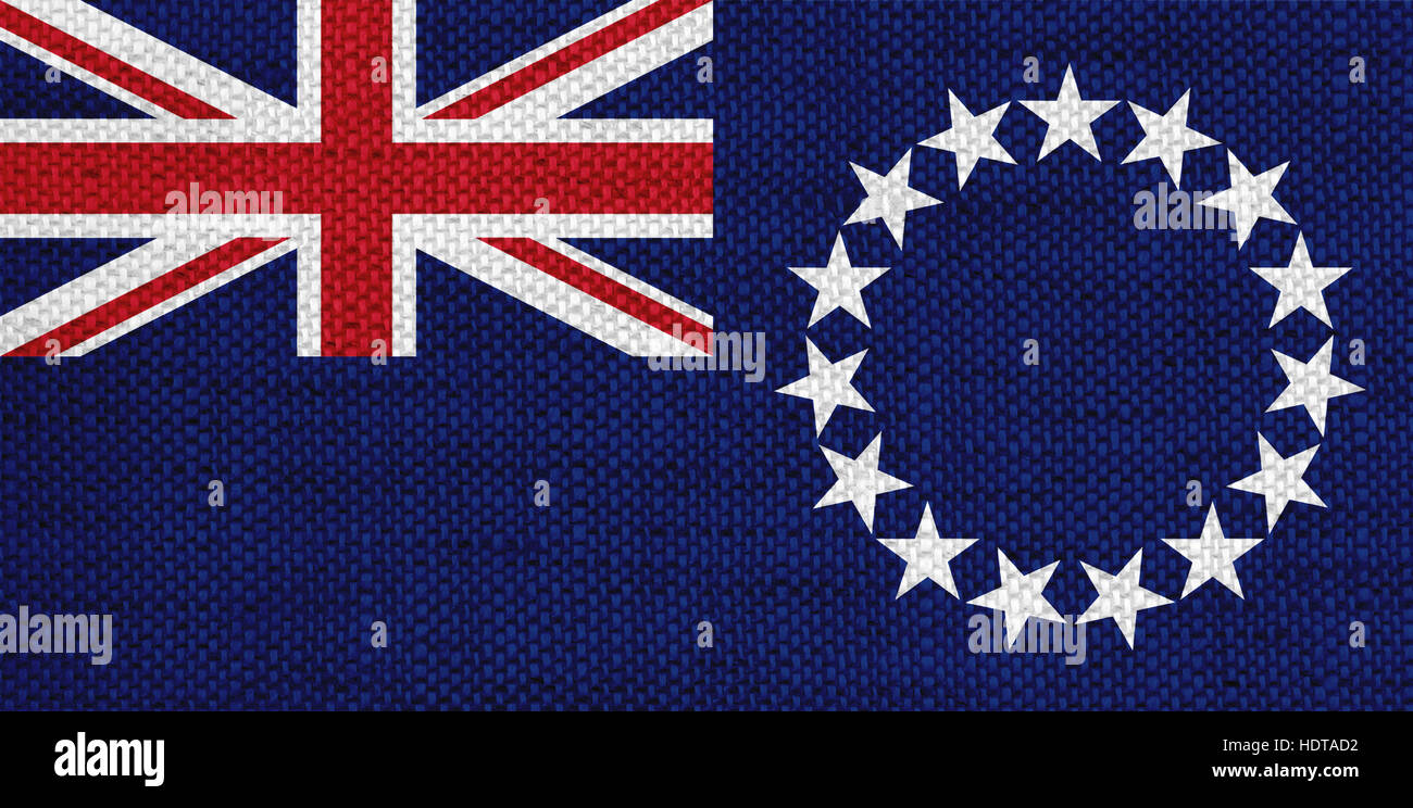Flag of Cook Islands on old linen Stock Photo - Alamy