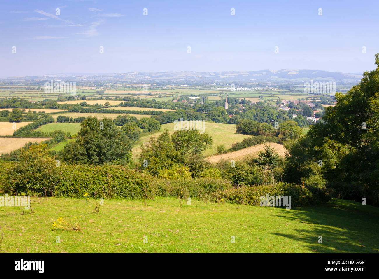 The village of East Brent as seen from the top of Brent Knoll, Somerset ...