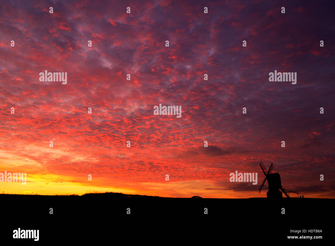 Stevington Post Mill Stevington village Bedfordshire England at sunset ...