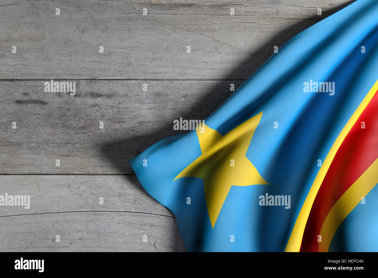 3d rendering of Democratic Republic of Congo flag waving on wooden ...