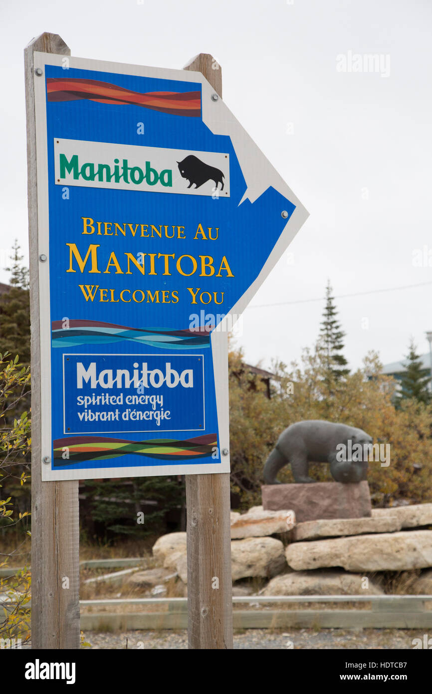 A sign welcomes visitors to Manitoba, Canada Stock Photo - Alamy