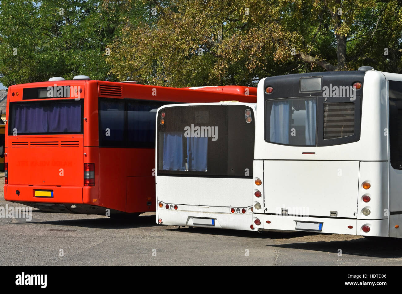 Red and white buses hi-res stock photography and images - Alamy