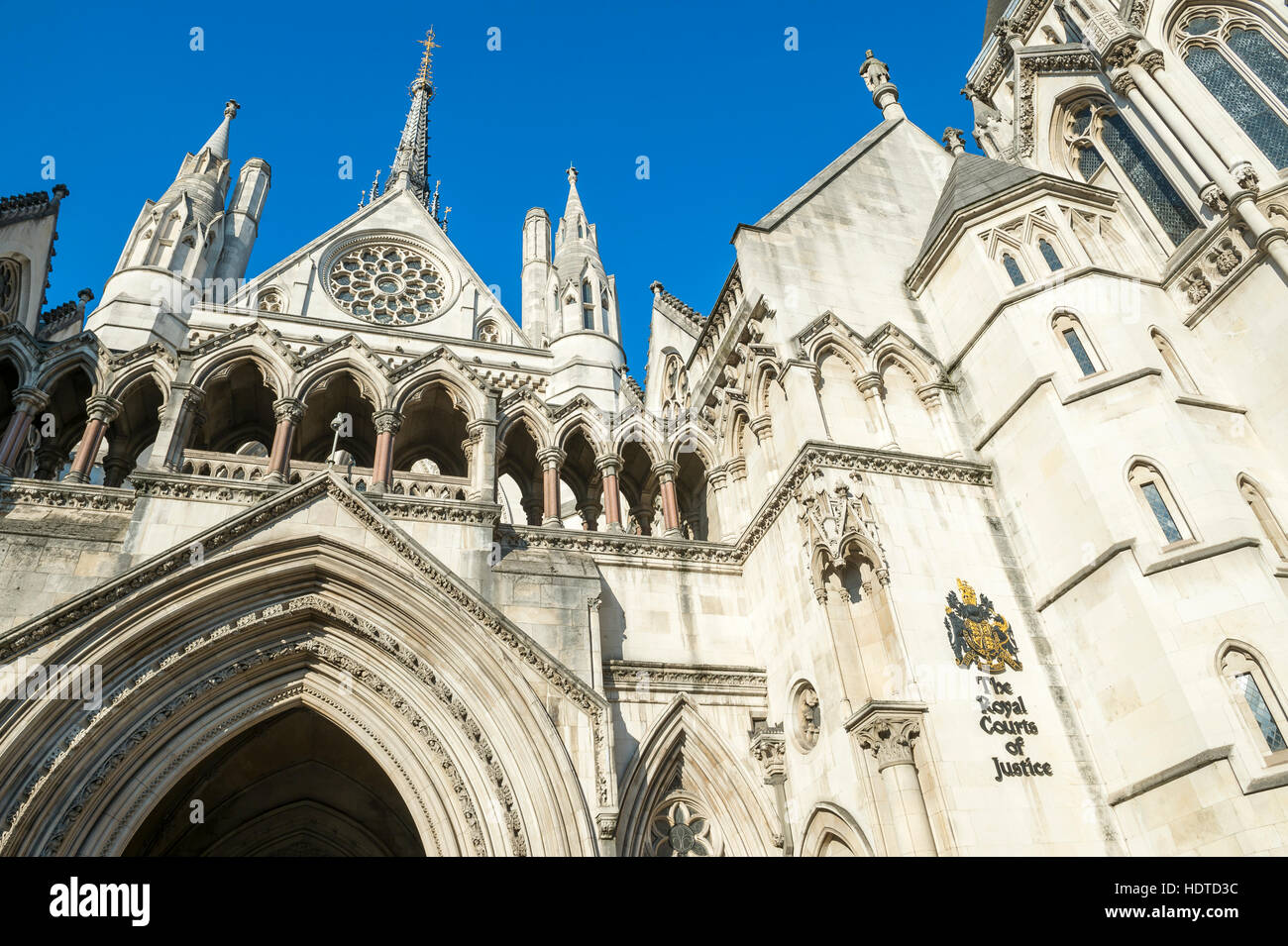 The Victorian Gothic style main entrance to the The Royal Courts of ...