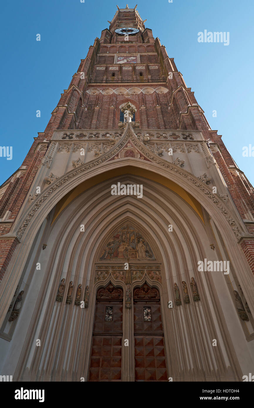 Tower with entrance portal, St. Martin's Church, Landshut, Lower ...
