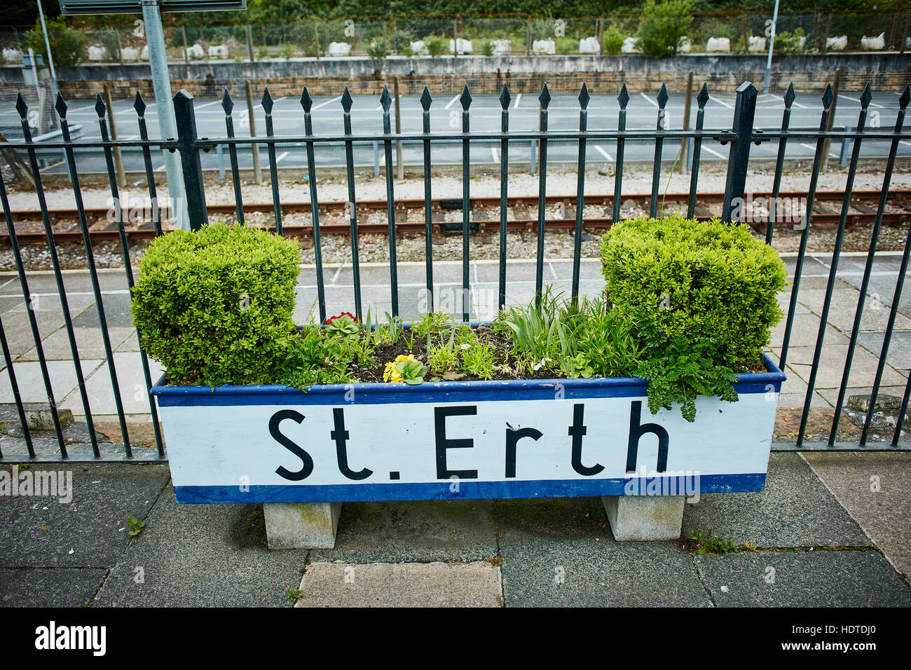 Flower box St Erth Train Station Stock Photo - Alamy