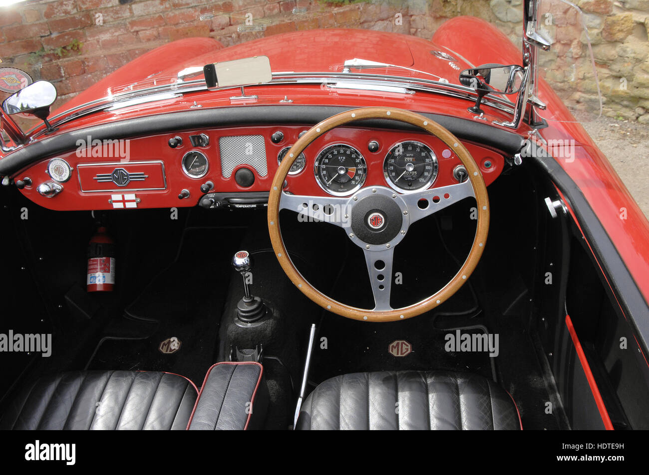 Red MGA interior detail Stock Photo - Alamy
