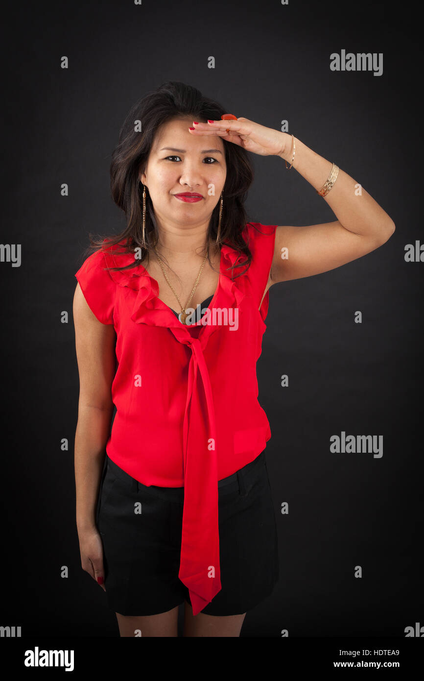 Beautiful woman doing different expressions in different sets of ...