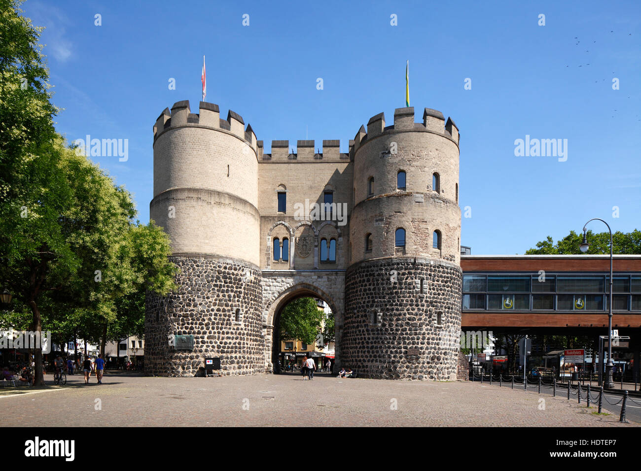 Hahnentorburg, old city gate, Rudolfplatz, Cologne, North Rhine ...