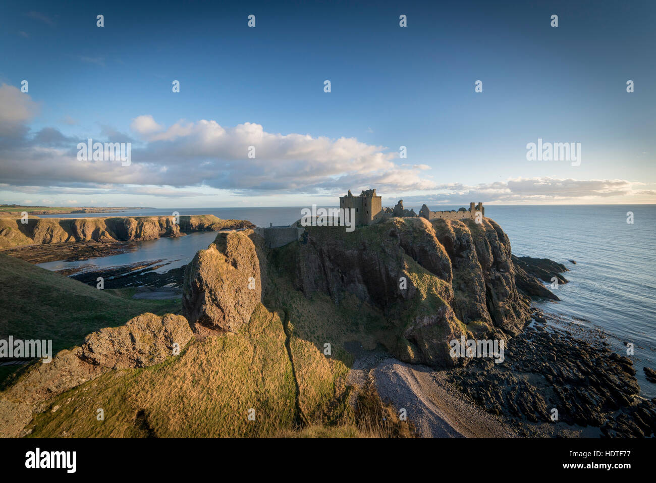 Dunnottar Castle near Aberdeen in North East Scotland is a ruined cliff ...