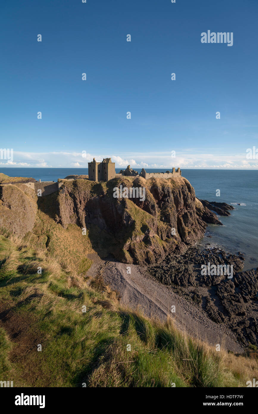 Dunnottar Castle near Aberdeen in North East Scotland is a ruined cliff ...