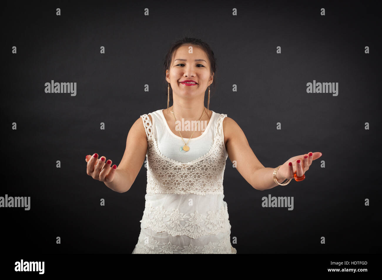 Beautiful woman doing different expressions in different sets of ...