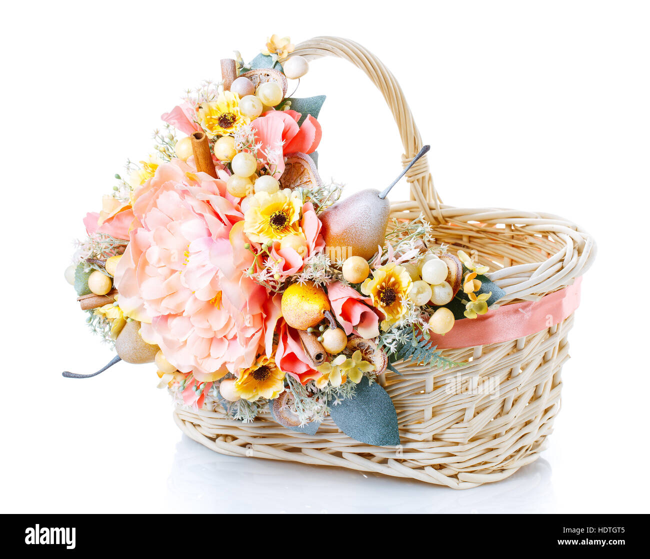 basket of flowers isolated Stock Photo - Alamy