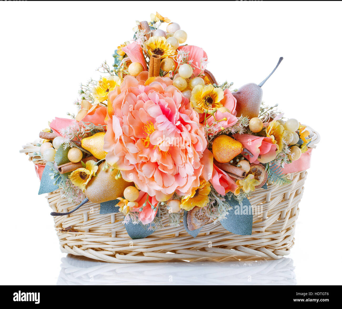 basket of flowers isolated Stock Photo - Alamy