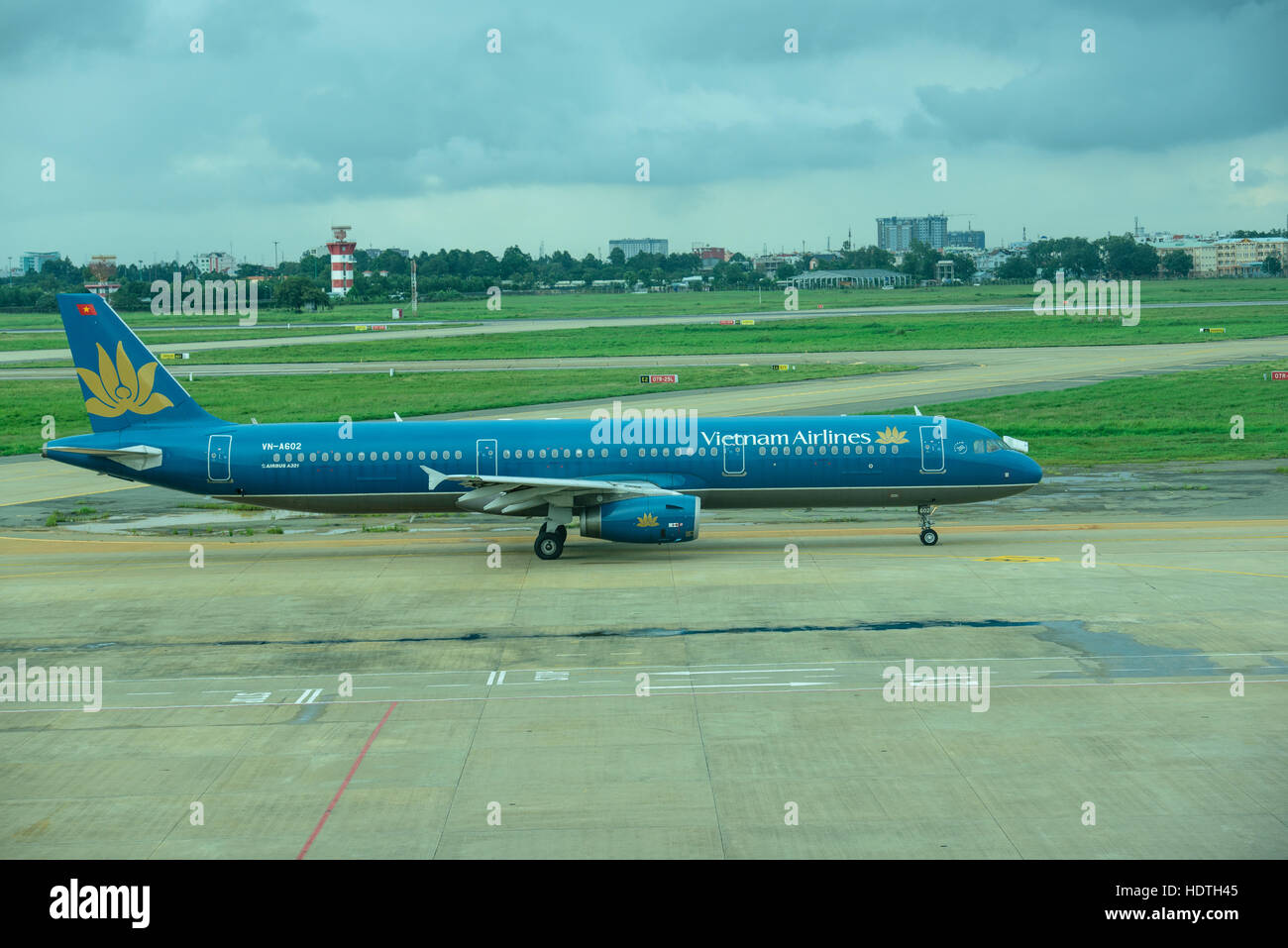 Ho Chi Minh - Nov 6, 2016: Vietnam airlines on runway the Ho Chi Minh ...