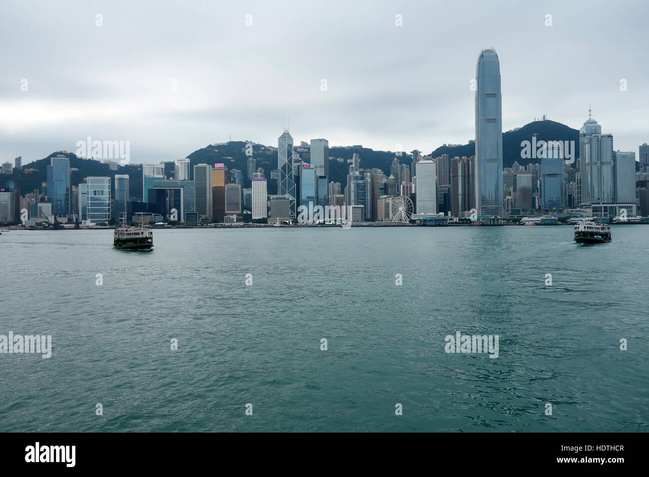 Hong kong iconic skyline victoria harbour day boat hi-res stock ...