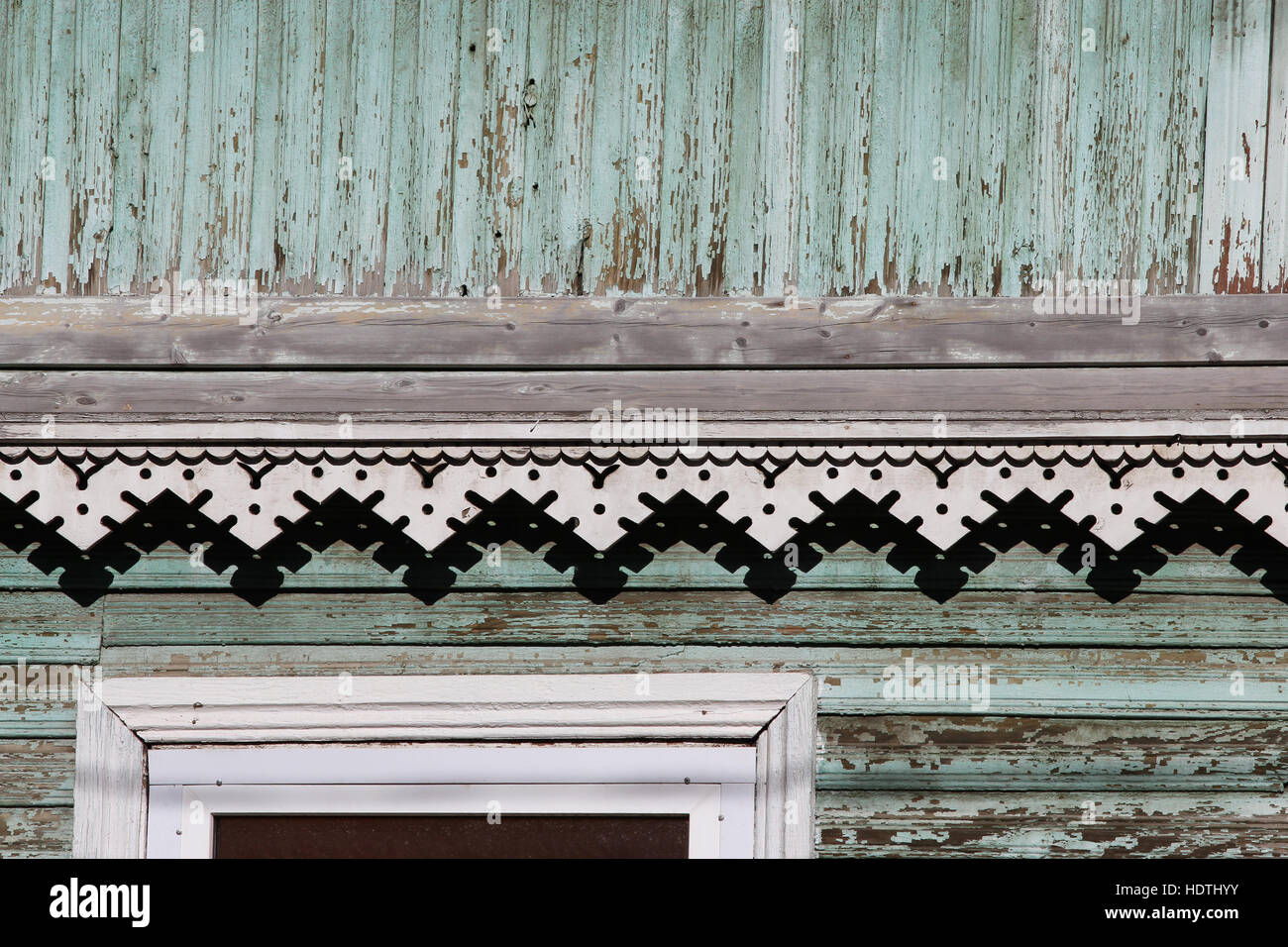artsy decor trim and classic old wooden house. triangular patterns wood ...