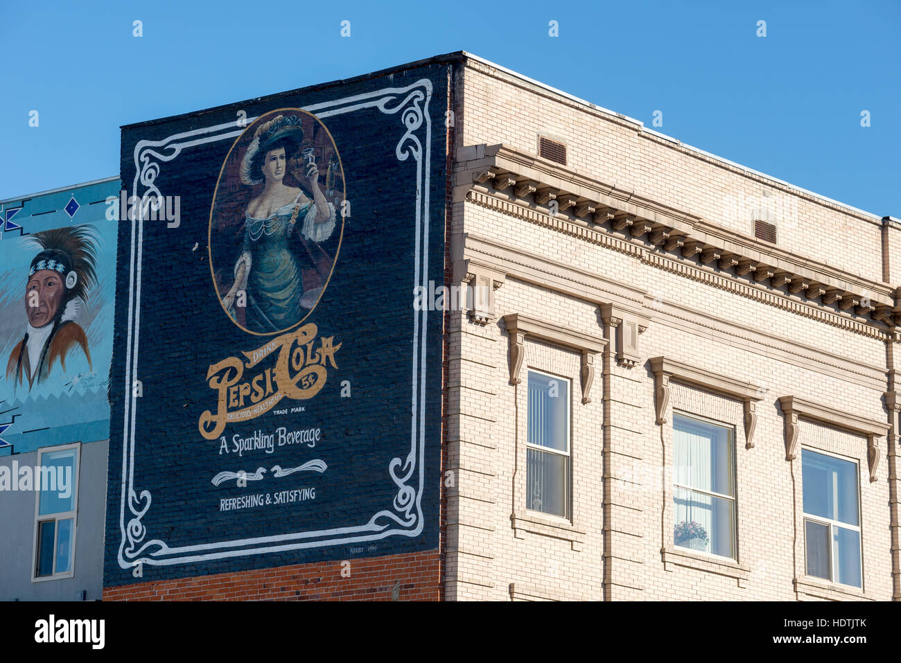Old style Pepsi Cola ad on a building in Toppenish, a town in Central ...