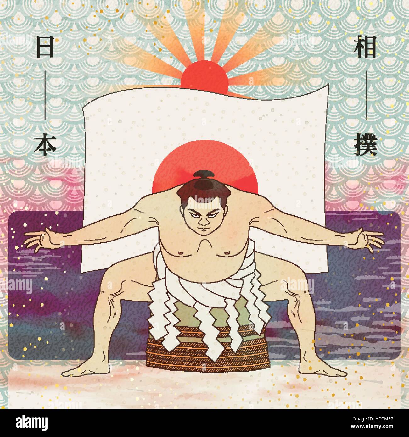 fascinating Japan travel poster with sumo wrestler - Japan and sumo in ...